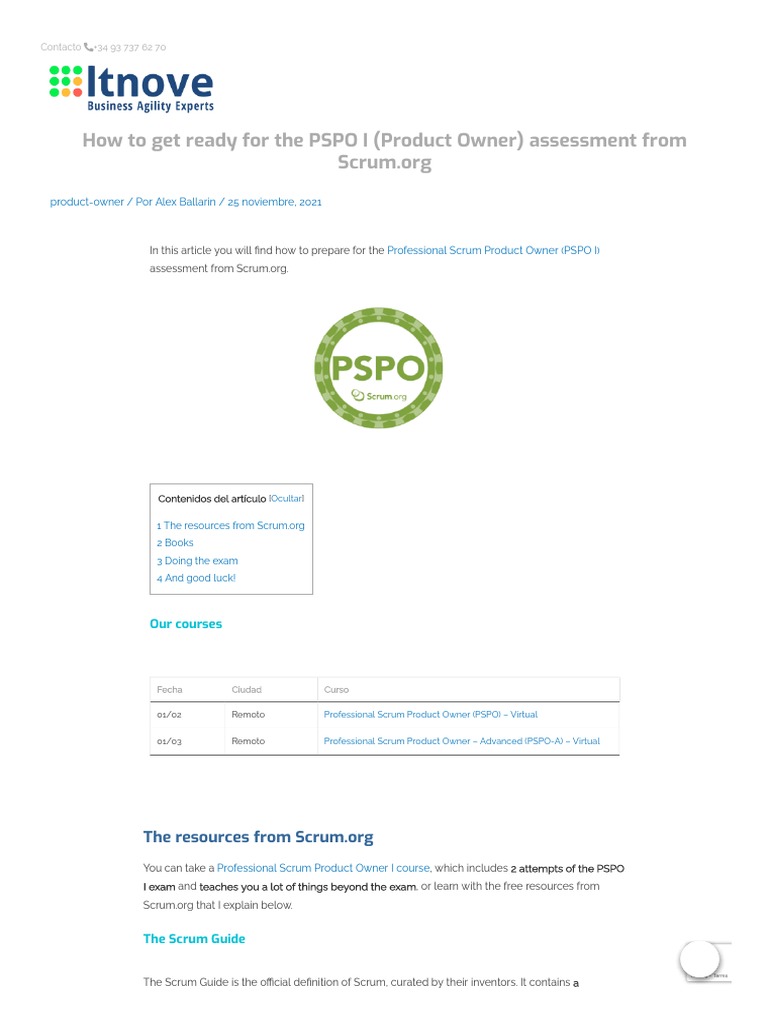 How To Get Ready For The PSPO I (Product Owner) Assessment From | PDF ...