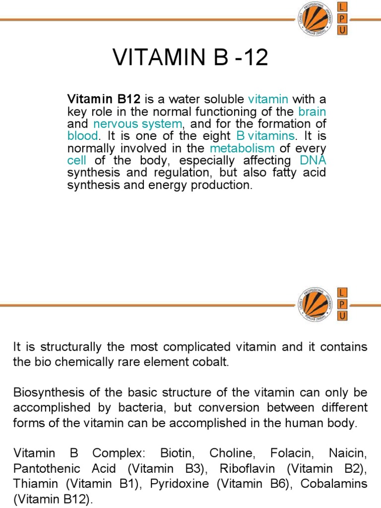 Vitamin B12: Water Solubility Explained | PDF