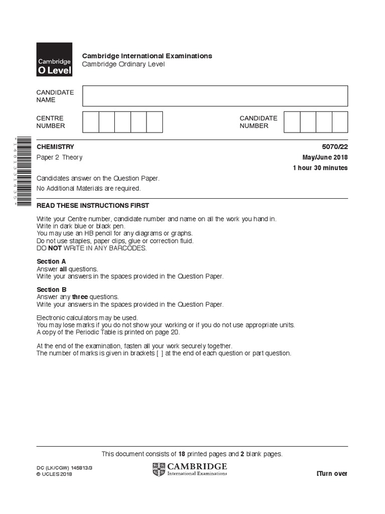 Cambridge Ordinary Level | PDF | Acid | Chemical Reactions