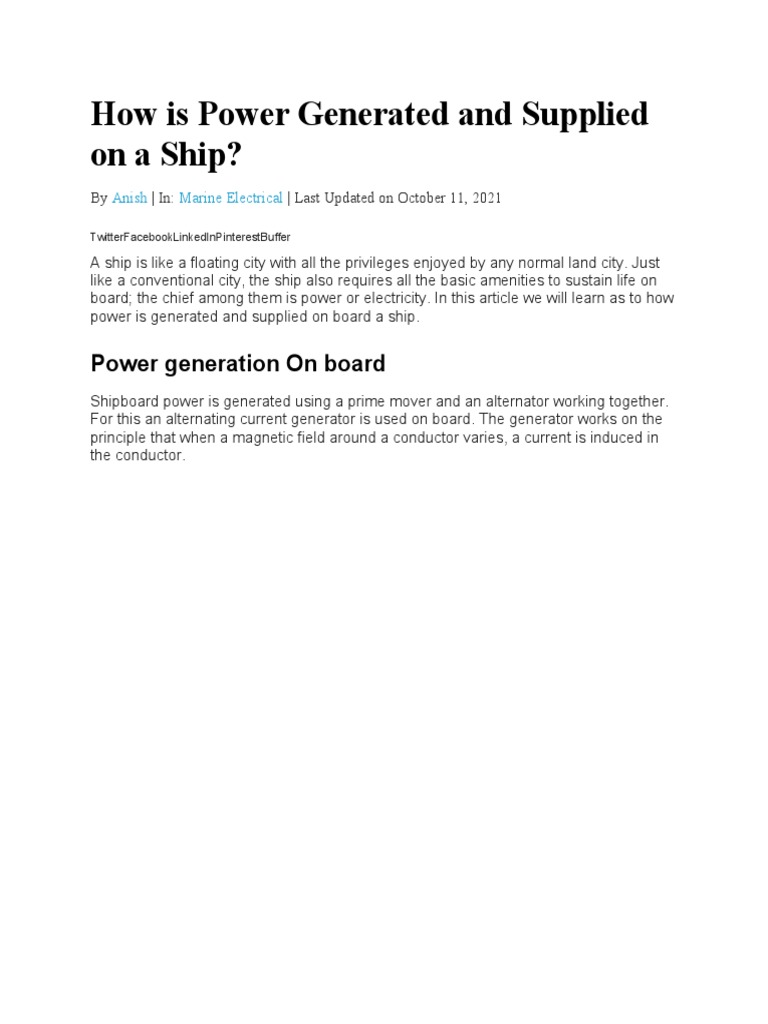 Power Generation on Ships Explained | PDF | Electrical Engineering ...