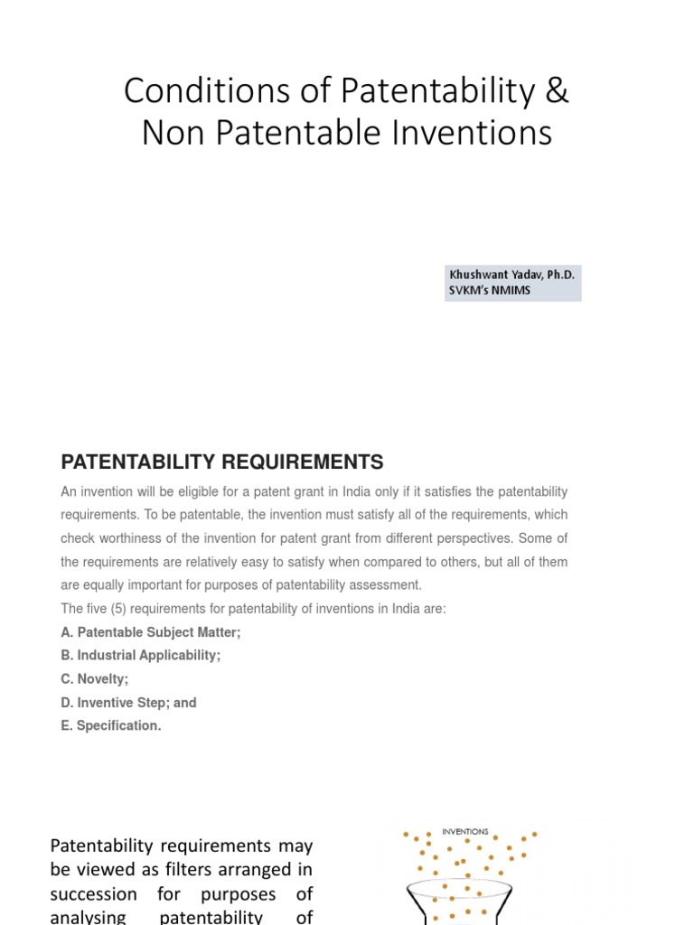 3.1 Conditions of Patentability & Non Patentable Inventions | PDF