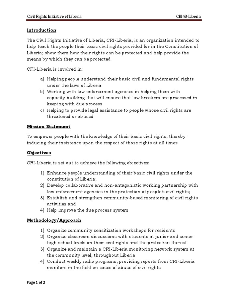 CRI-LIBERIA CONCEPT DRAFT Revised | PDF | Politics | Law