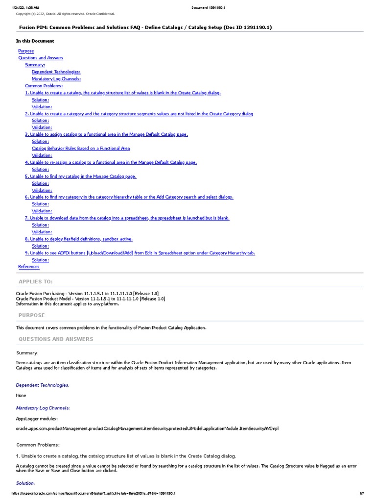 PIM Common Problems and Solutions FAQ Define Catalogs Catalog Setup ...