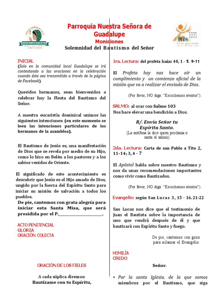 Moniciones Del Bautismo Del Señor 9 de Enero de 2022 | Download Free ... Moniciones Del Bautismo Del Señor 9 de Enero de 2022 | Download Free ...