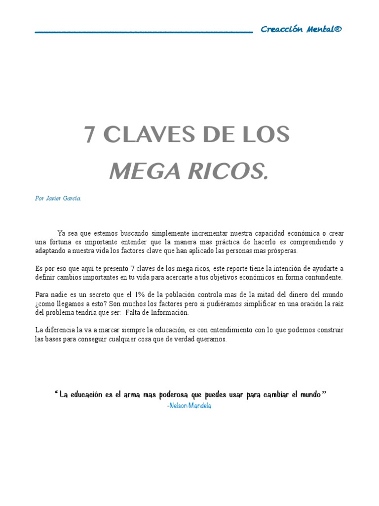 7 Claves de Los Mega Ricos | PDF | Mente | Pobreza