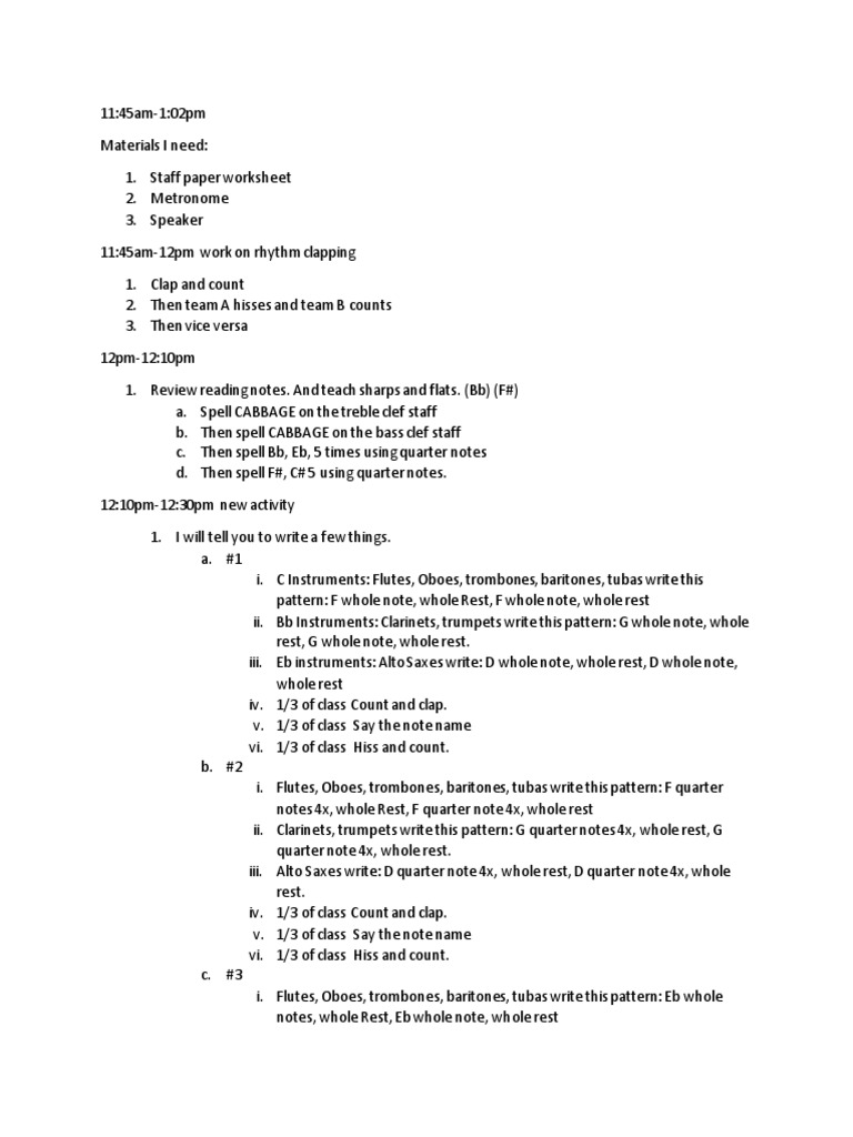 Beginning Band Lesson Plan 1 24 22 | PDF | Clef | Saxophone