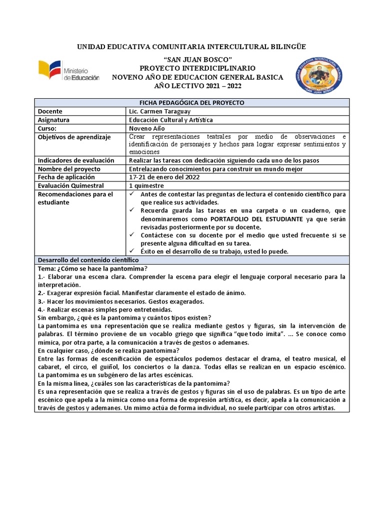 Examen Quimestral de Noveno Año Educacion Cultural y Artistica | PDF ... Examen Quimestral de Noveno Año Educacion Cultural y Artistica | PDF ...