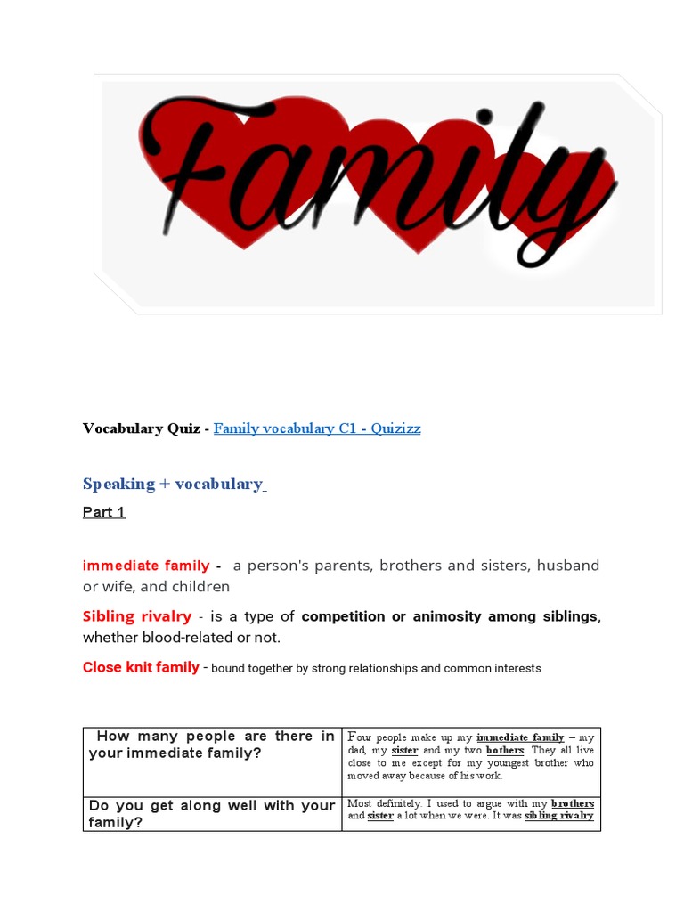 Family - B2 - C1 | Download Free PDF | Family | Stepfamily