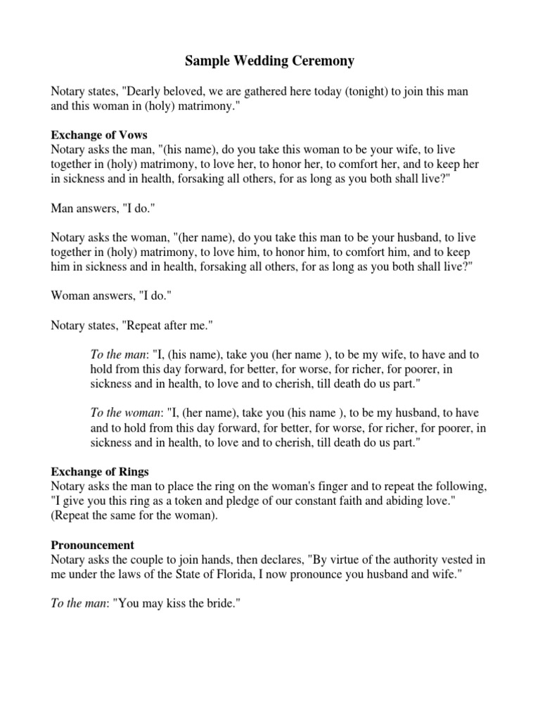 Sample Wedding Ceremony Script | PDF | Law