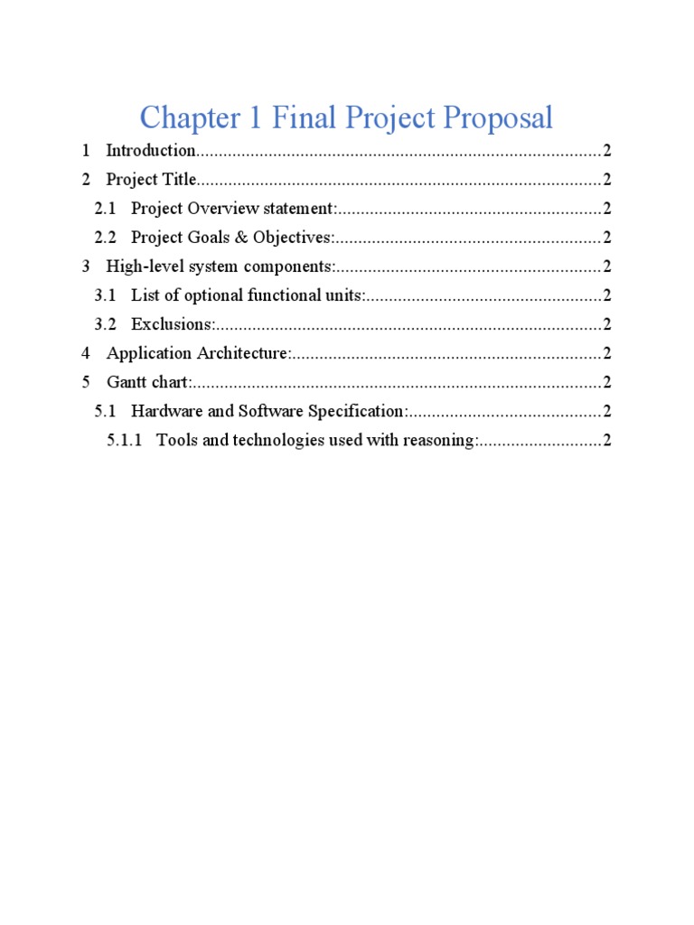 Chapter 1 Final Project Proposal | PDF | System | Goal