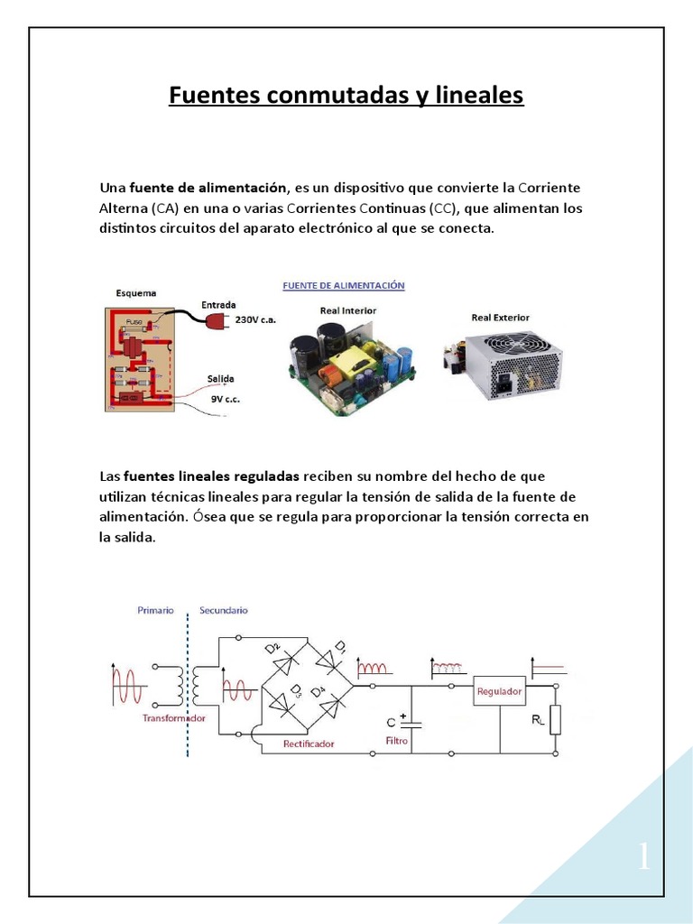 Fuentes Conmutadas y Lineales | PDF | Fuente de alimentación | Rectificador