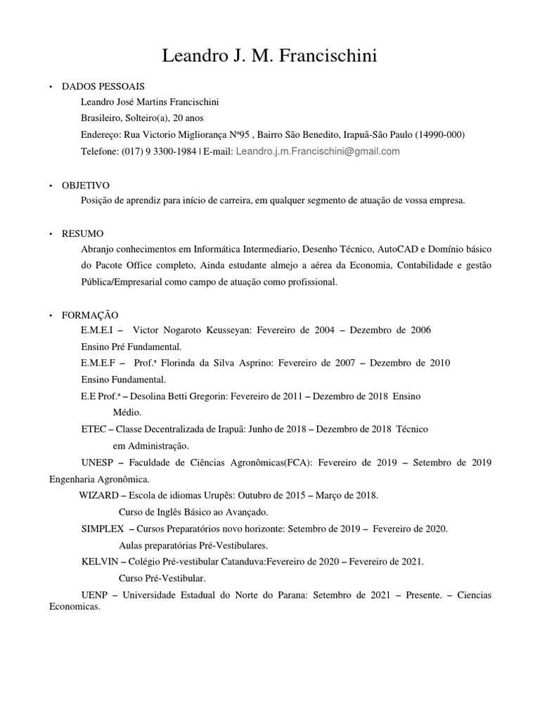 Curriculo Leandro | PDF