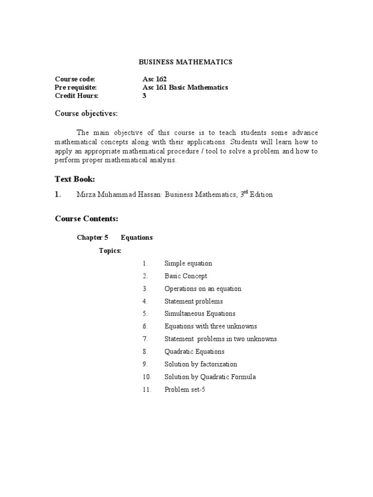 Business Mathematics | PDF