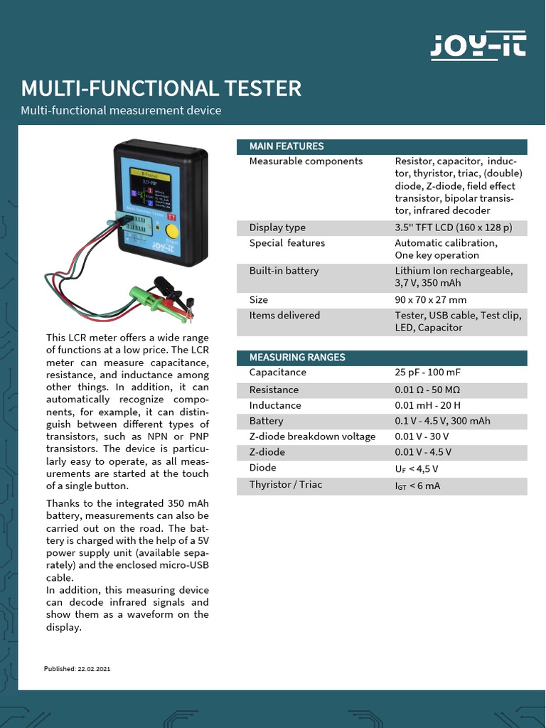 Multi-Functional Tester | PDF | Bipolar Junction Transistor | Capacitor