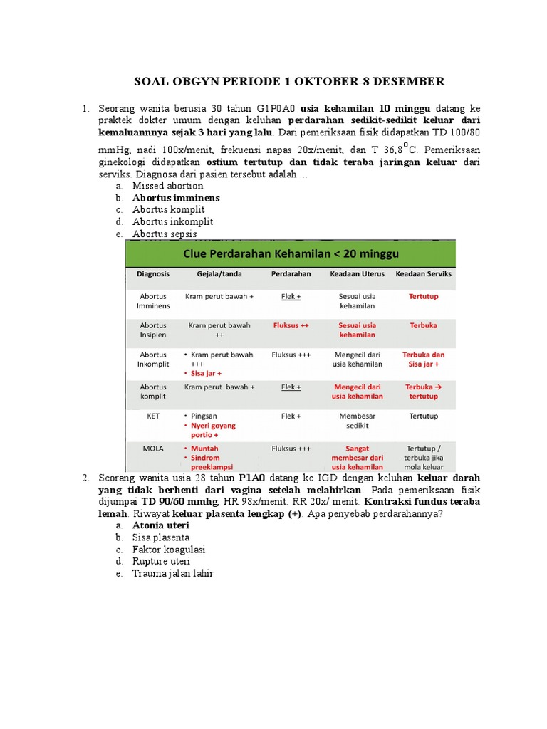 Kumpulan Soal Obgyn Dan Pembahasan | PDF
