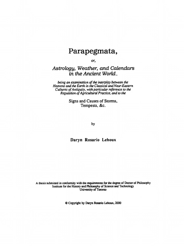 Parapegma | PDF | Calendar | Astrology