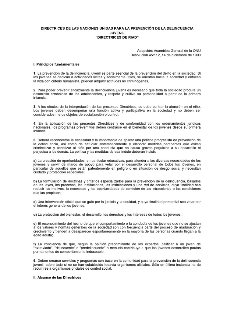 Riad Directrices | PDF | Familia | La delincuencia juvenil