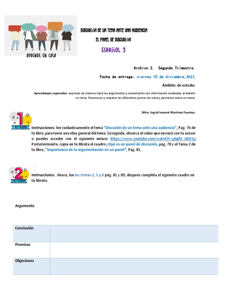 Panel de Discusión: Guía y Actividades | PDF | Cognición | Aprendizaje