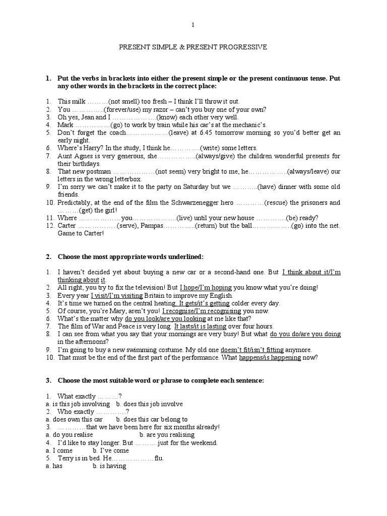 C2 - Gra - Present Simple, Present Progressive | PDF