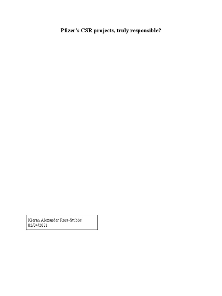 Pfizer's CSR Projects, Truly Responsible? | PDF | Corporate Social ...