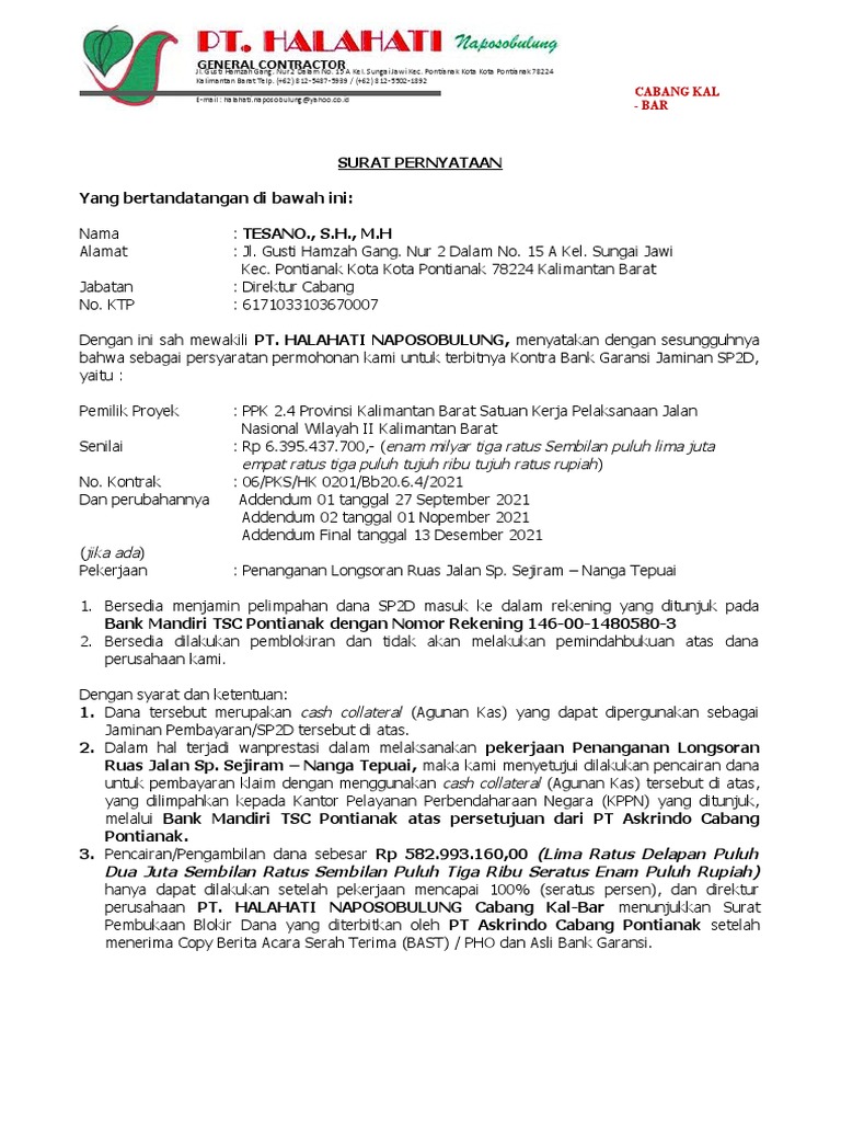 SURAT PERNYATAAN Principal | PDF