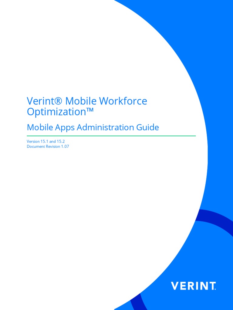 Verint® Mobile Workforce Optimization™: Mobile Apps Administration ...