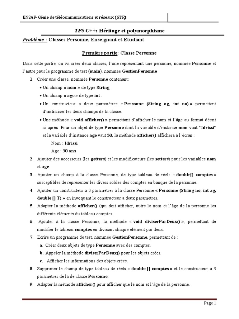 TP 5 C++ | PDF | Programmation | Constructeur (programmation)