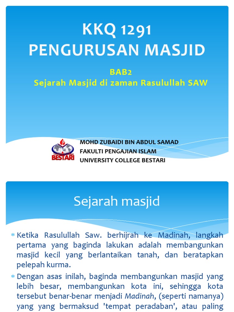 Bab 2 Sejarah Masjid Di Zaman Rasulullah Saw | PDF | Perjalanan | Seni