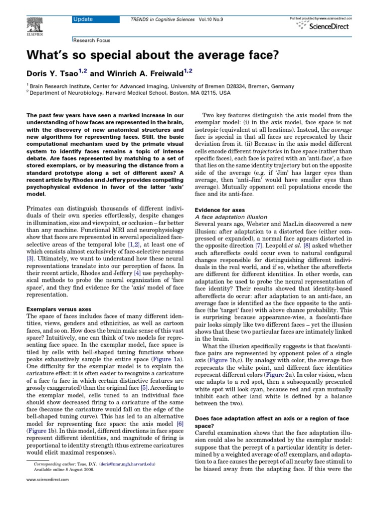 What's So Special About The Average Face | PDF | Perception | Face