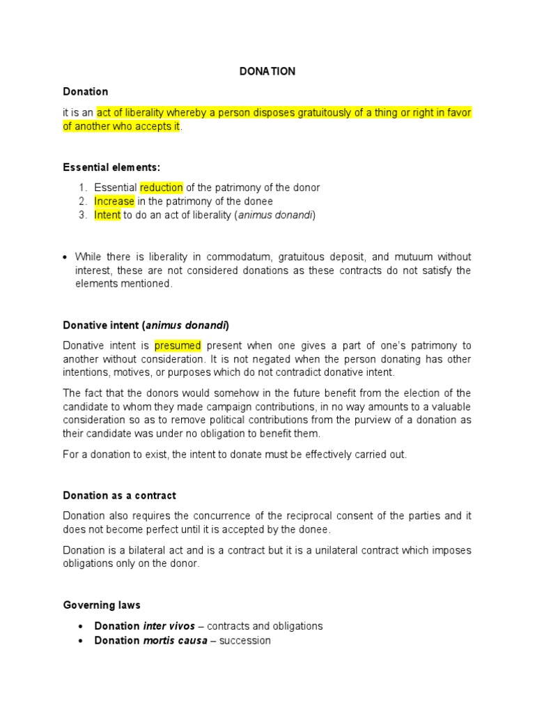 Donation Notes | Download Free PDF | Property | Law And Economics