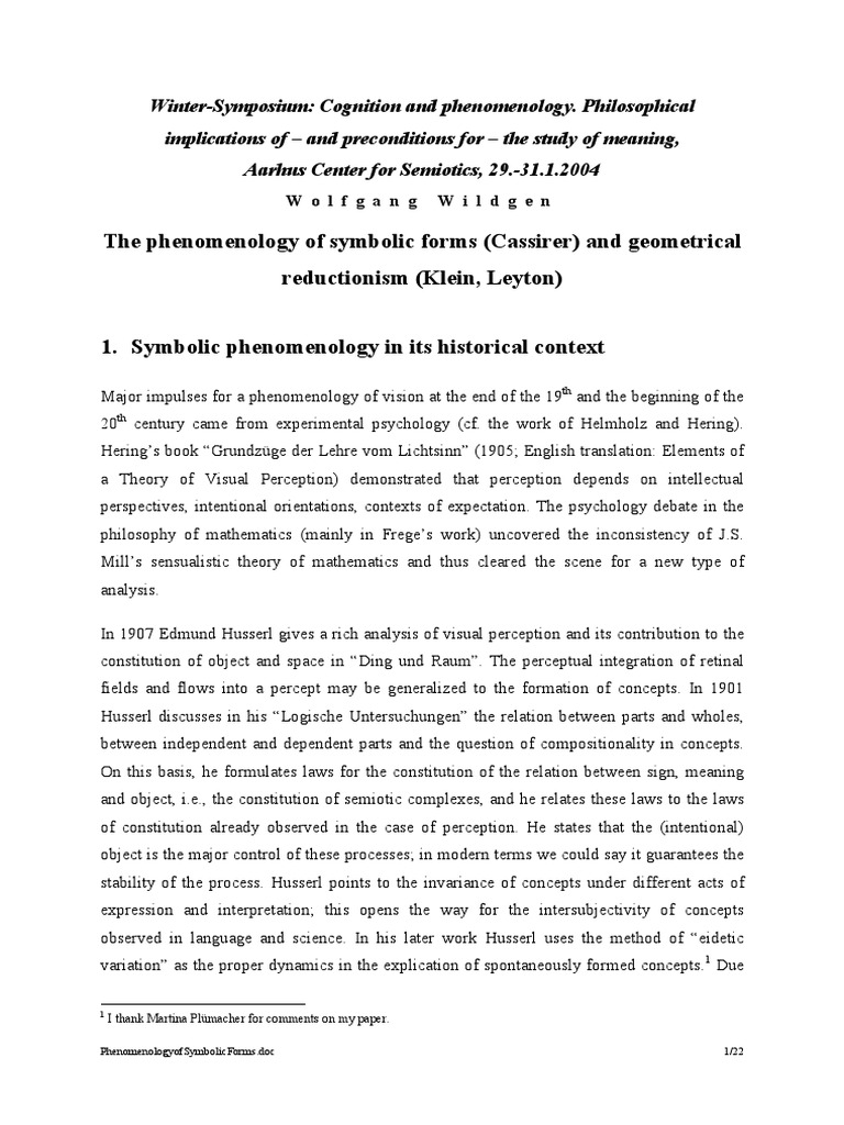 The Influence of Phenomenology on Early 20th Century Theories of ...