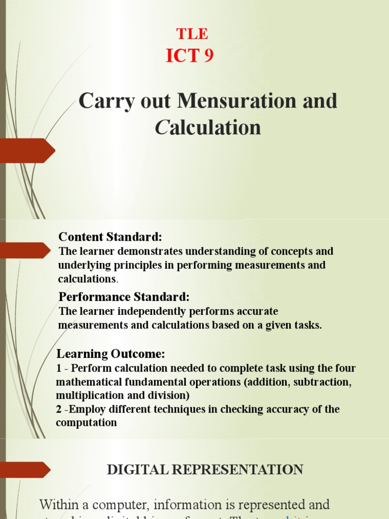 Carry Out Mensuration and Calculation | PDF | Byte | Bit