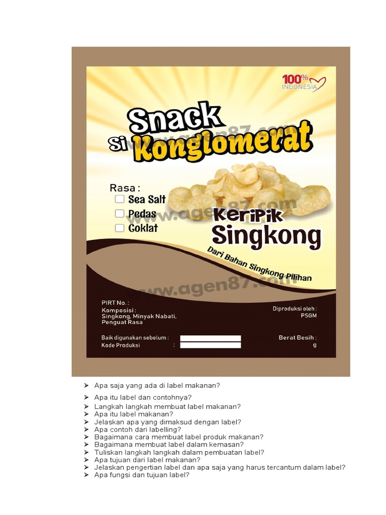 Apa Saja Yang Ada Di Label Makanan | PDF