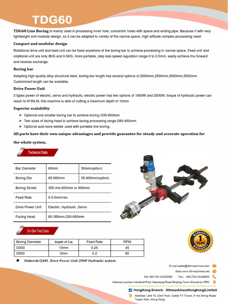 TDG60 Line Boring Compact and Modular Design: Material:Q345. Drive ...