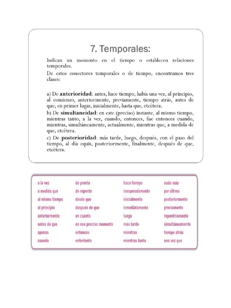 Conectores Temporales y Causales | PDF