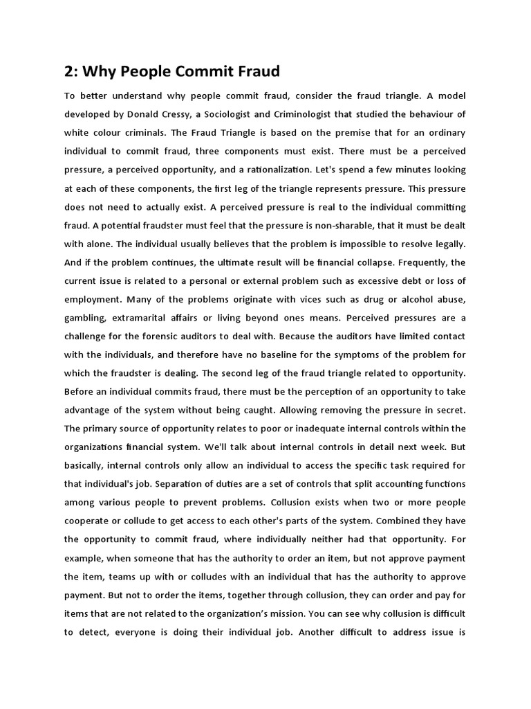 FS Online 2 Why People Commit Fraud | PDF | Fraud | Crimes