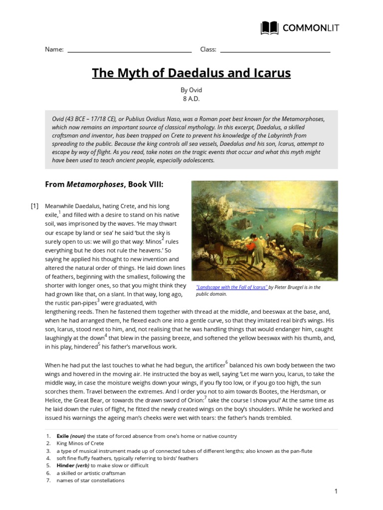 The Myth of Daedalus - and - Icarus-Teacher | PDF