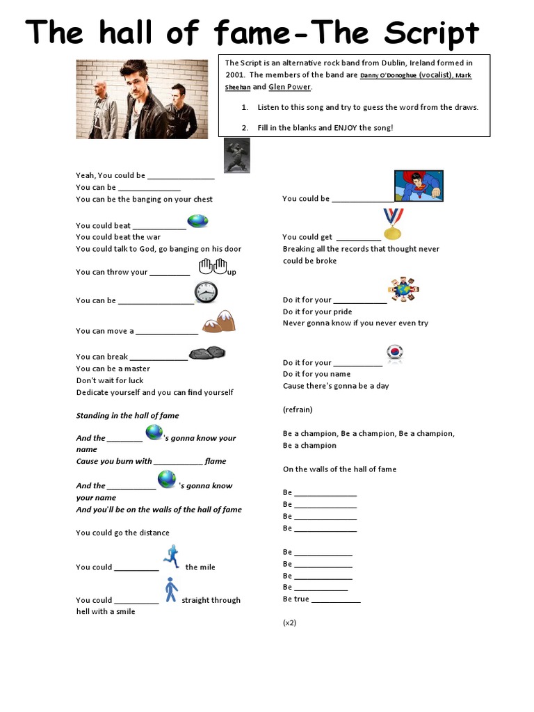 Hall of Fame Song Activity Guide | PDF | Semantic Units | Syntax