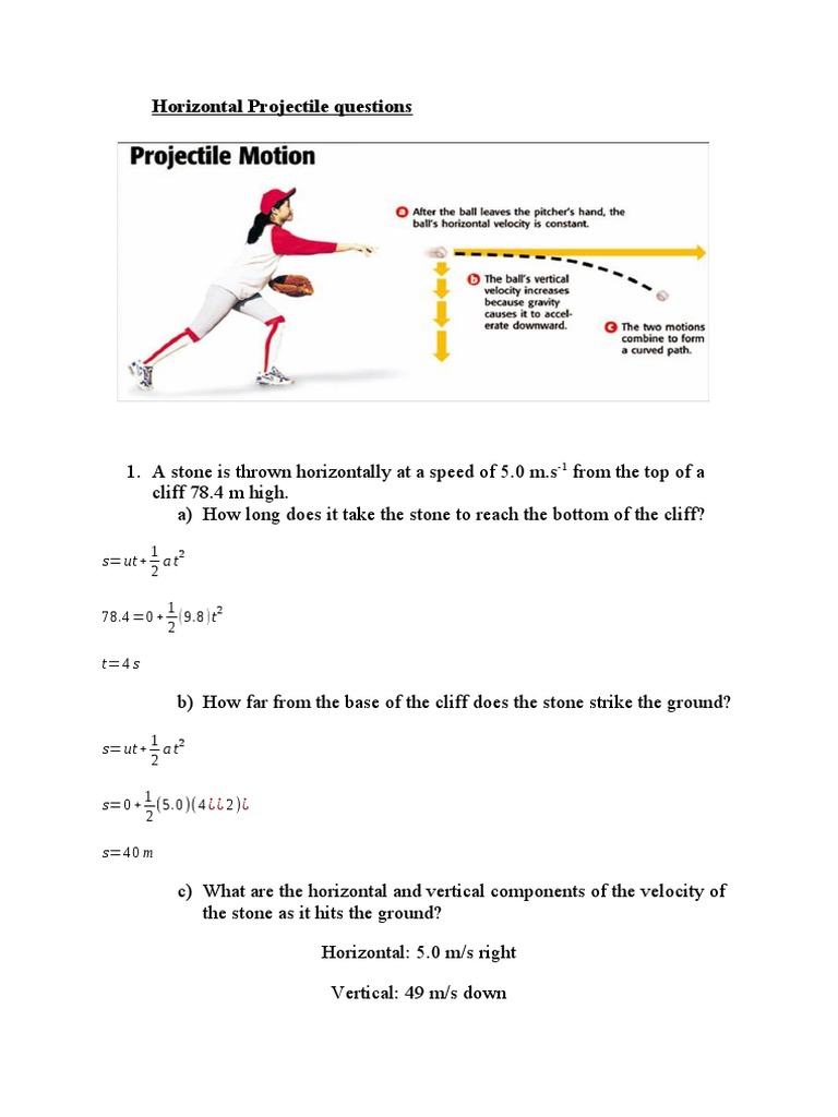 Horizontal Projectile Questions | PDF