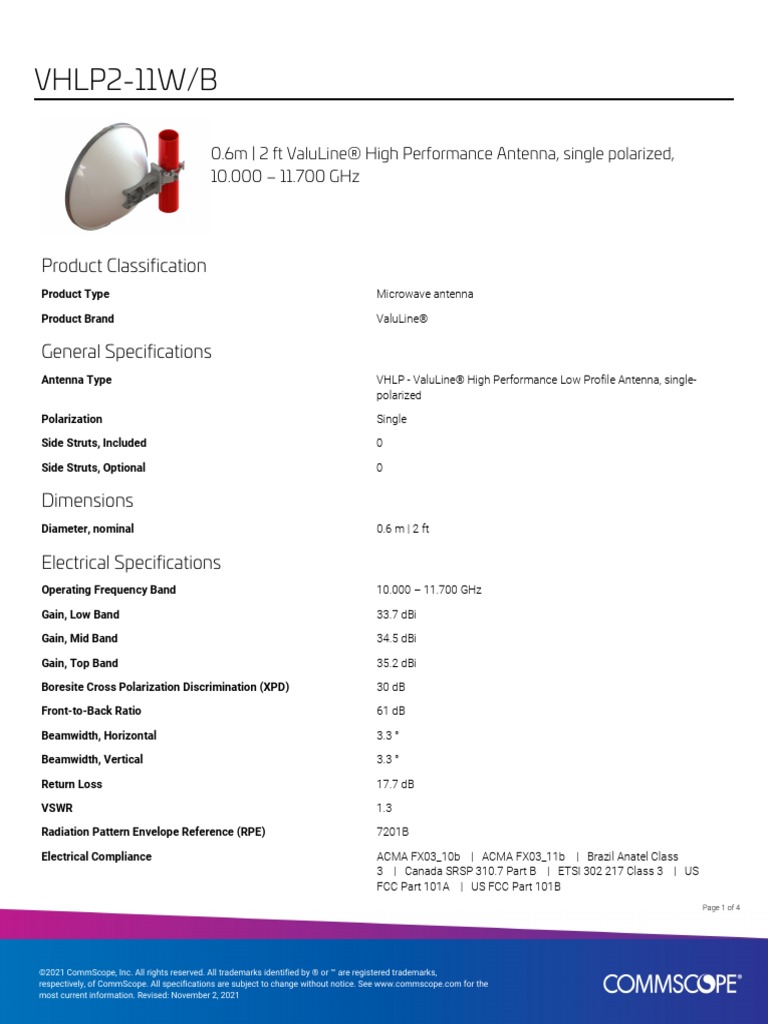 VHLP2-11W - B Product Specifications | PDF | Antenna (Radio) | Wound