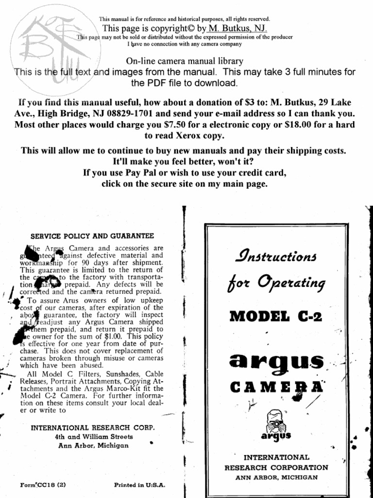 Argus c-2 | PDF | Camera | Tripod (Photography)