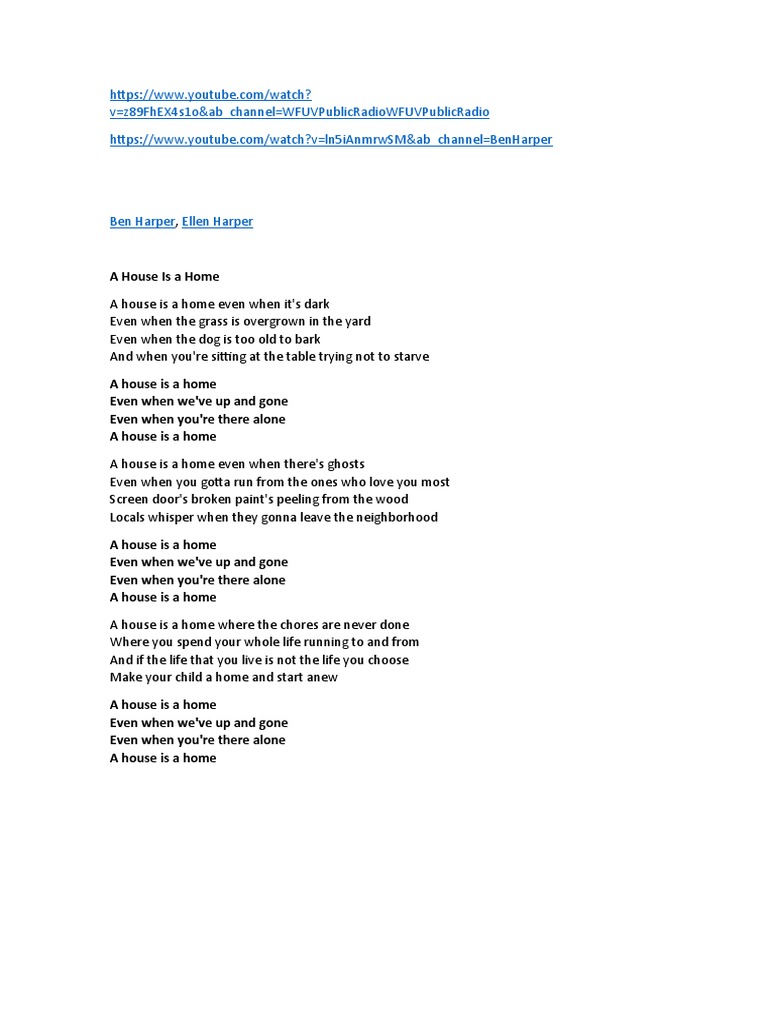 A House Is A Home - Song | PDF