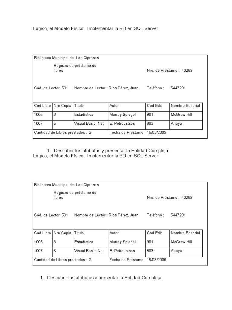 Lógico, El Modelo Físico. Implementar La BD en SQL Server | PDF | Datos ...
