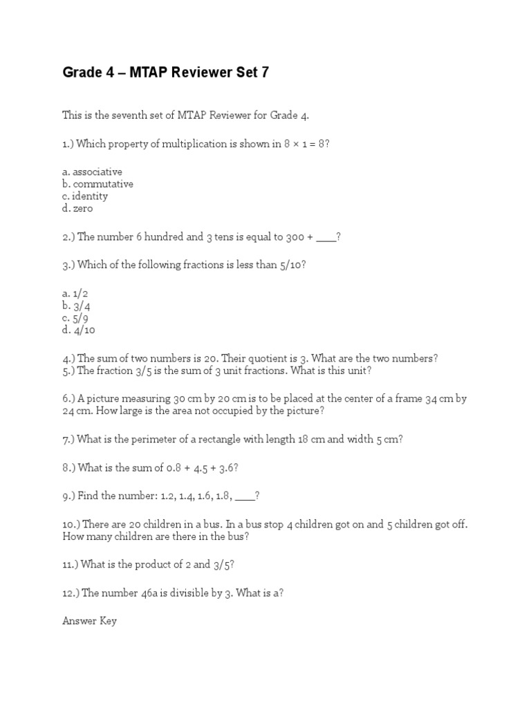 Grade 4 - MTAP Reviewer Set 7 | PDF