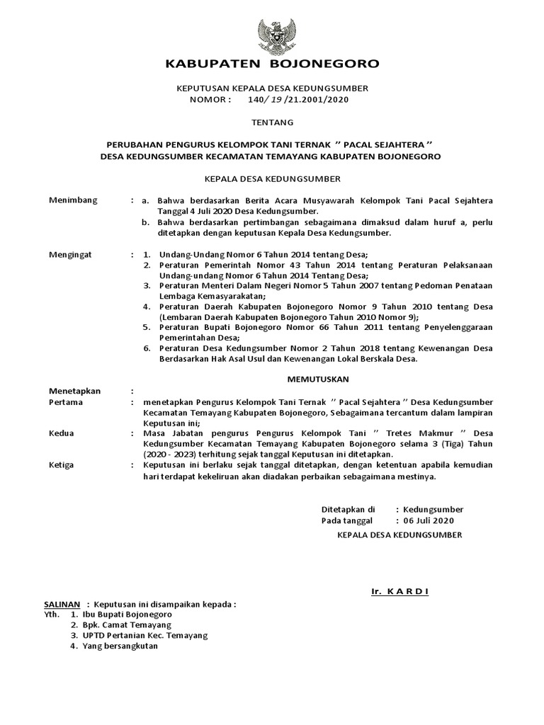 SK Kelompok Tani Ternak | PDF