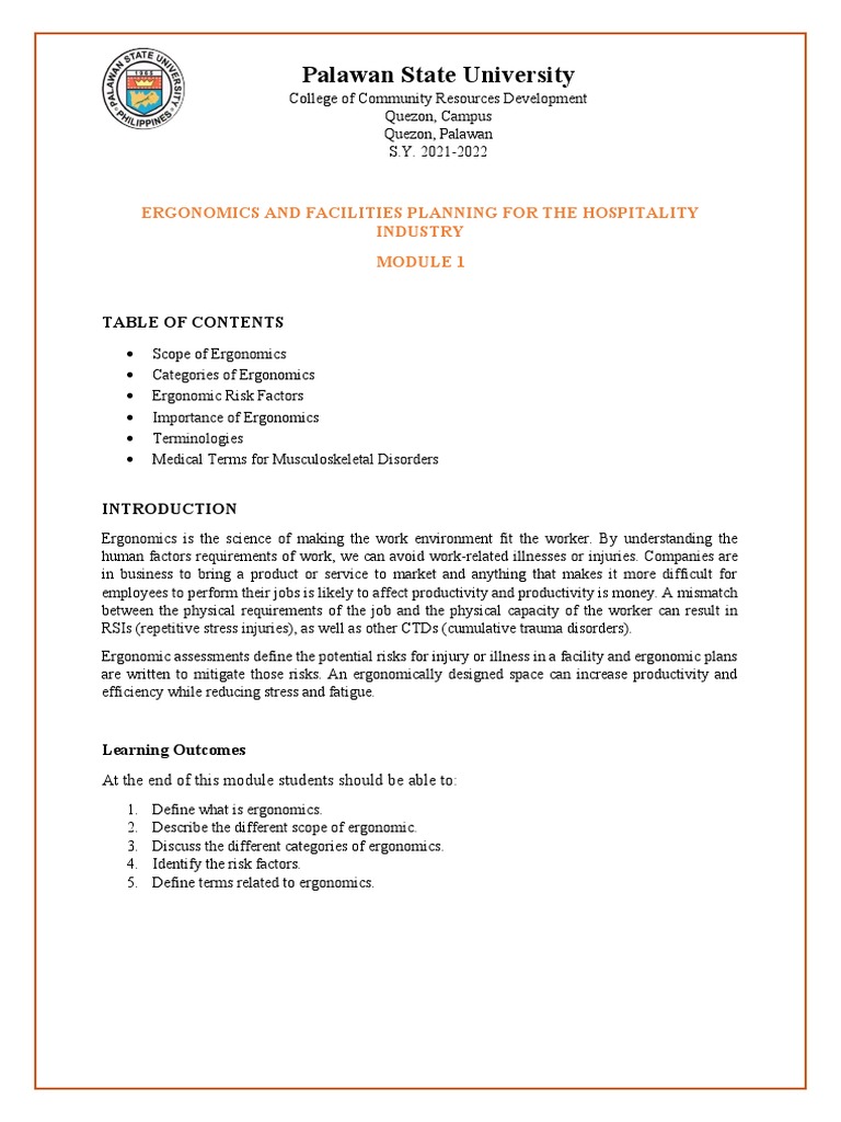 1 Ergonomics and Facilities Planning For The Hospitality Industry | PDF ...