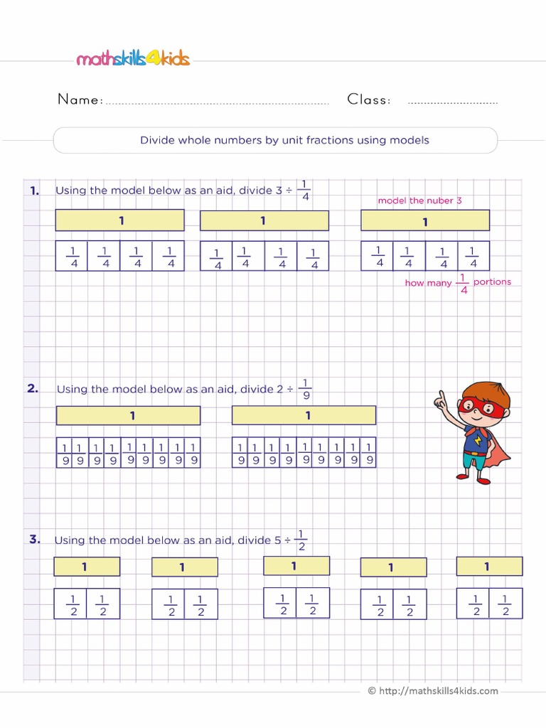 01.divide Whole Numbers by Unit Fractions Using Models - L259o | PDF