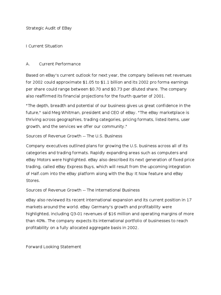 Strategic Audit of Ebay, Inc. | PDF | E Bay | Strategic Management