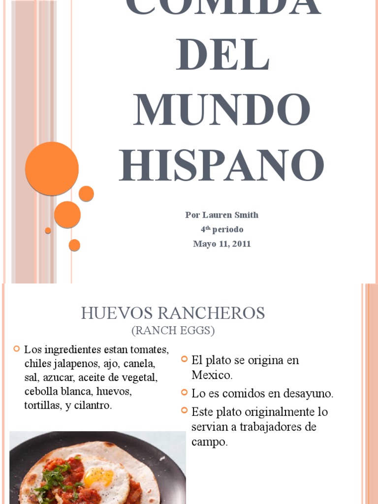 La Comida Del Mundo Hispano - Spanish 2 Project | PDF | Almuerzo ...