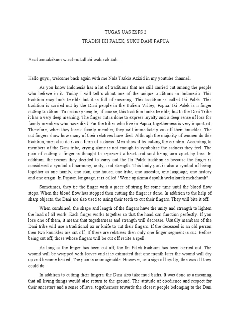 TUGAS UAS ESPS 2-Tradisi Iki Palek | PDF